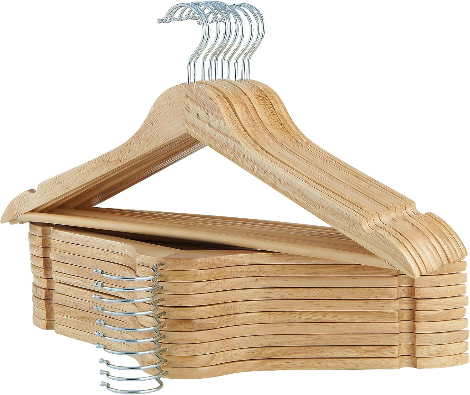 Solid Wooden Hangers 20 Pack, Wood Suit Hangers with Extra Smooth ...