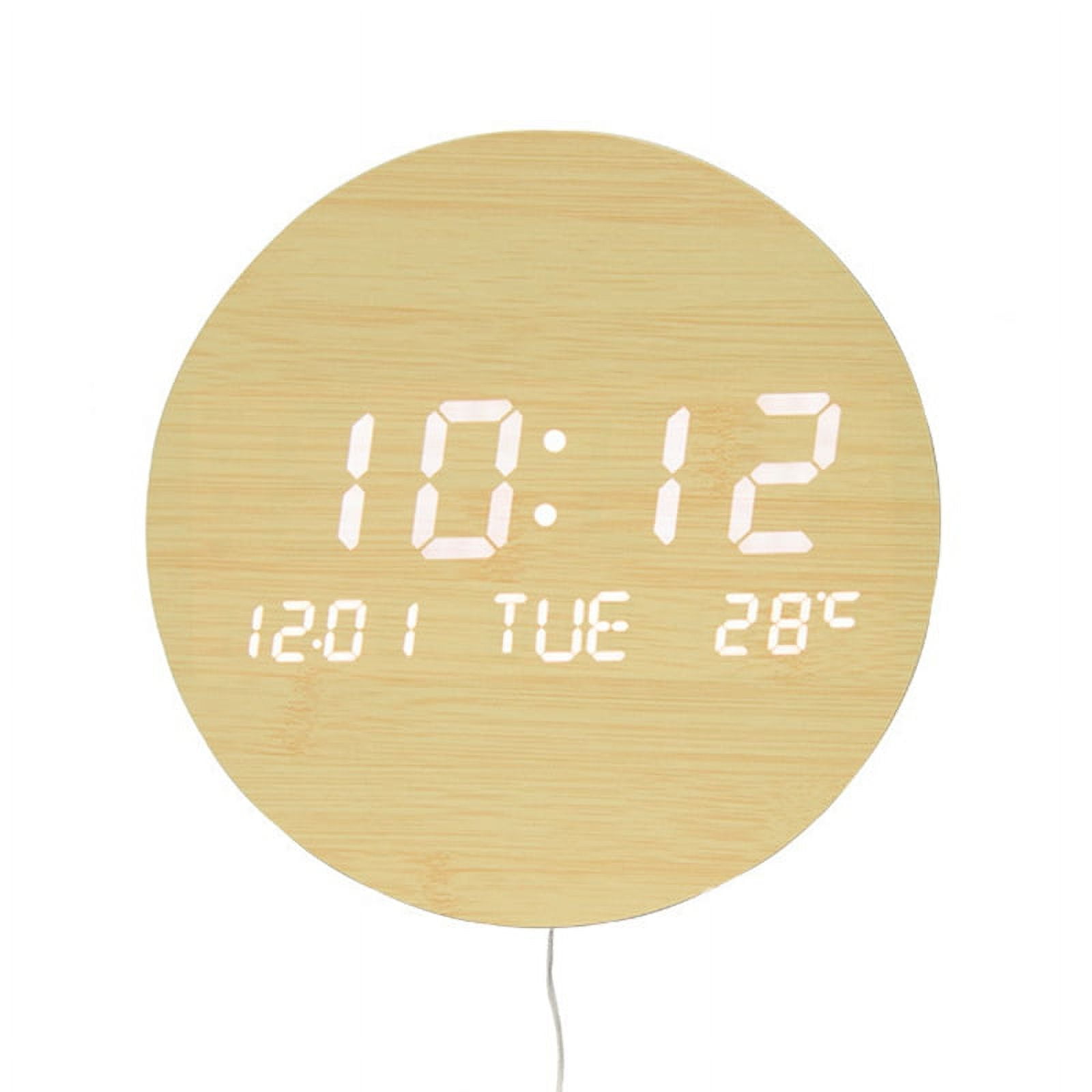 Solid Wooden LED Digital Wall Clocks Table Clock Temperature Date Time ...
