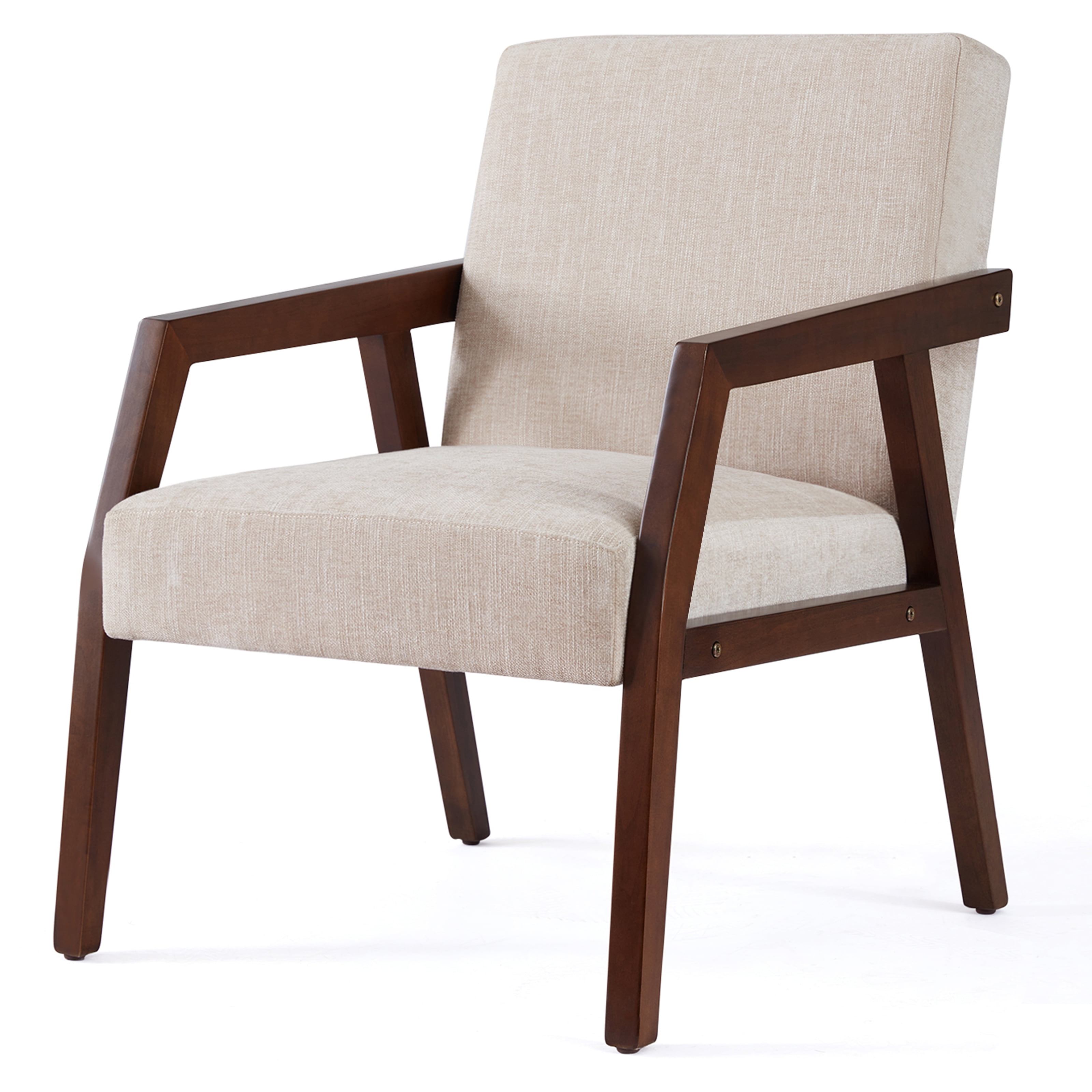 Accent Chairs Solid Wooden Mid-Century Modern Accent Chair, Upholstered Arm Chair for Living ...