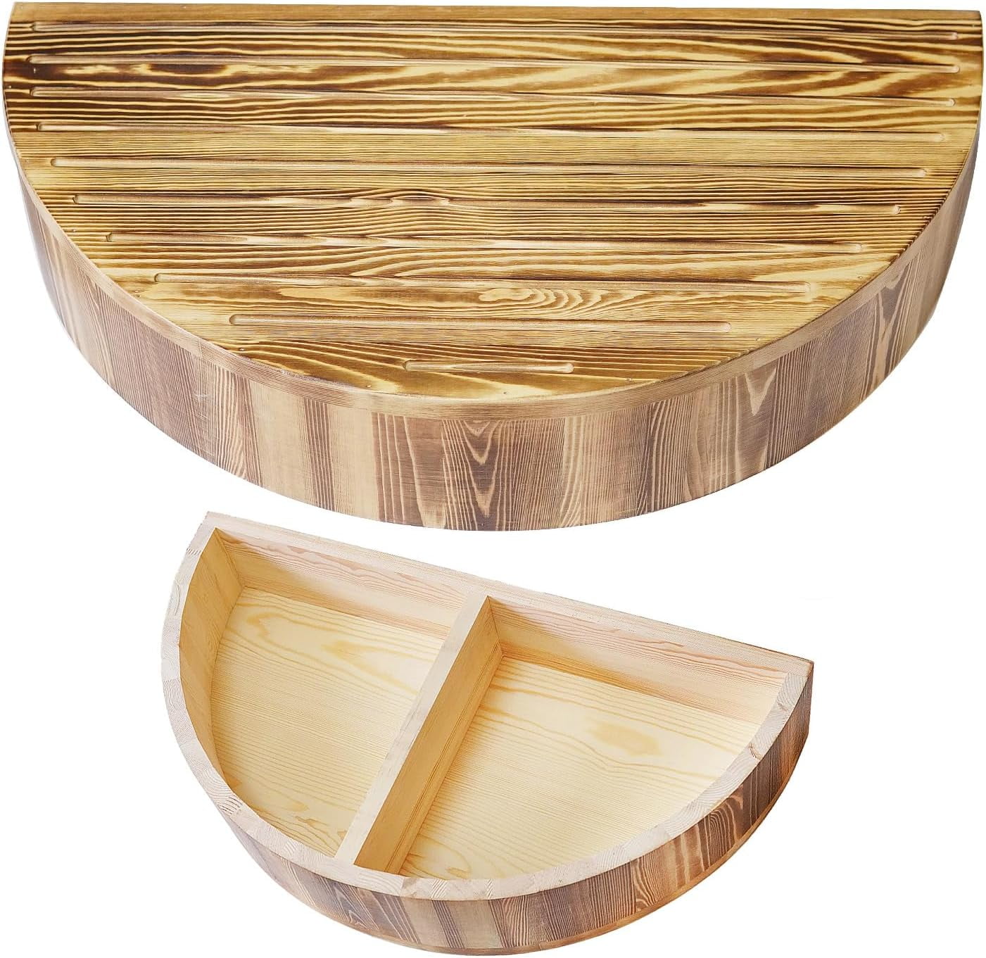 Solid Wooden One Step Stool, 5.2" High Semicircular Wood Bed Step for ...