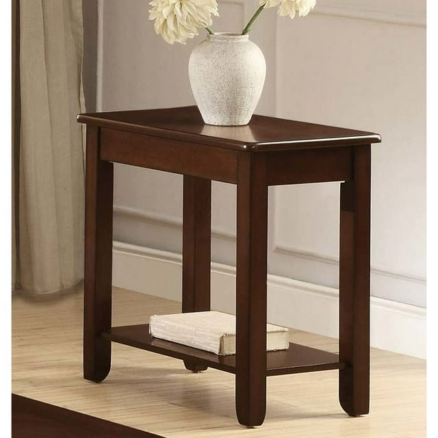 Solid Wooden Side Table With Bottom Shelf, Cherry Brown- Saltoro Sherpi ...