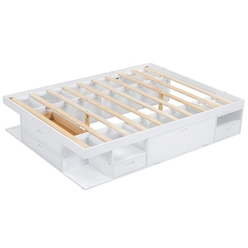 Solid and Stable Storage Platform Bed Frame with Multiple Drawers and ...