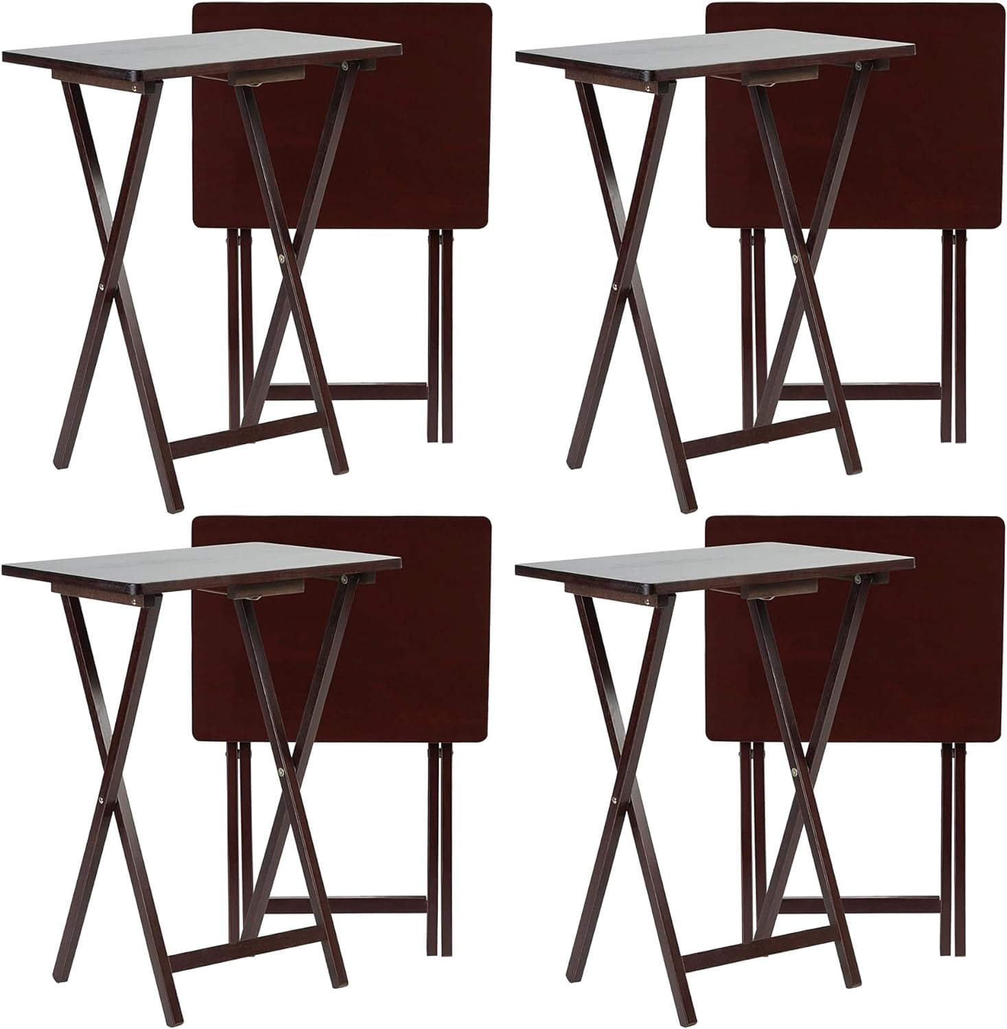 Solid and Sturdy Wood Construction Portable Folding TV Snack Tray Table ...