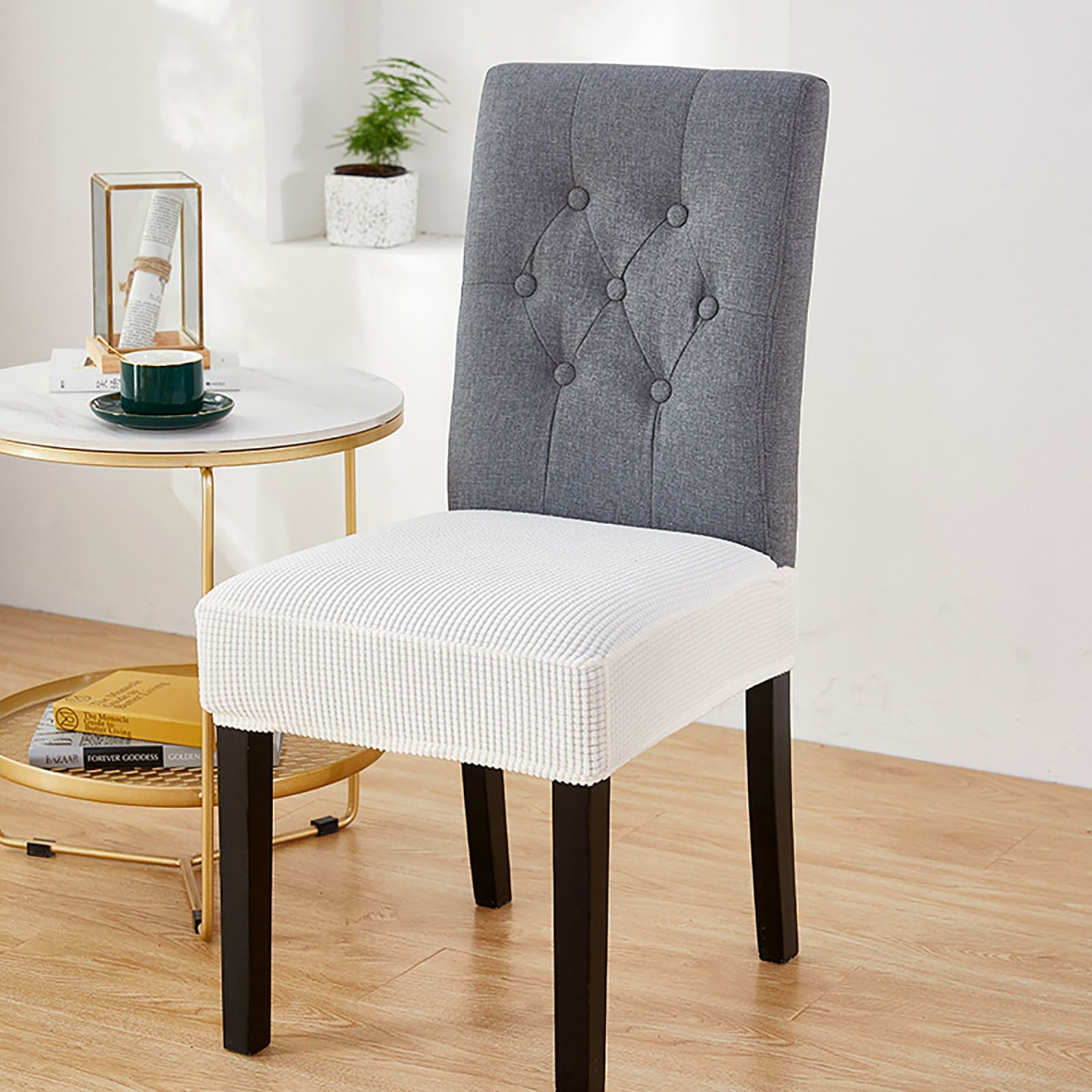 Solid-color corn fluff stool seat cover Dining Chair Stretch Dining ...