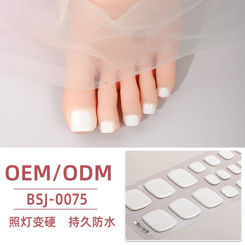 Solid color gel toe stickers UV half-baked nail stickers semi-cured ...