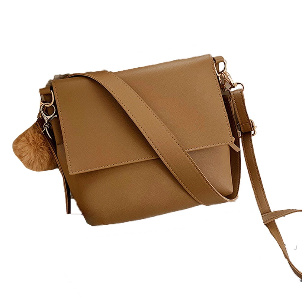 Solid color one-shoulder retro diagonal bag PU bag - Walmart.com