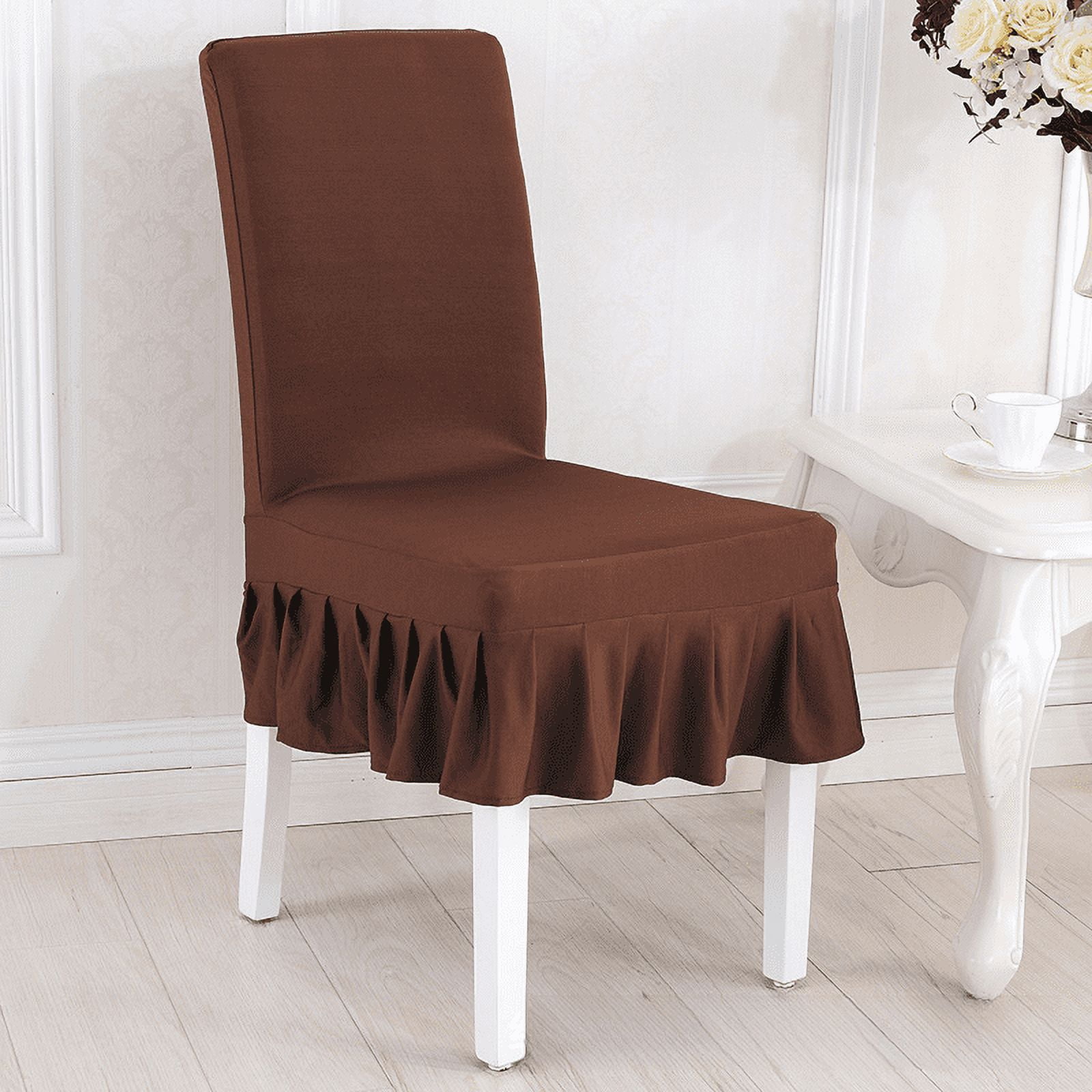 Solid color short skirt wedding hotel chair cover one-piece home restaurant wedding chair cover ...
