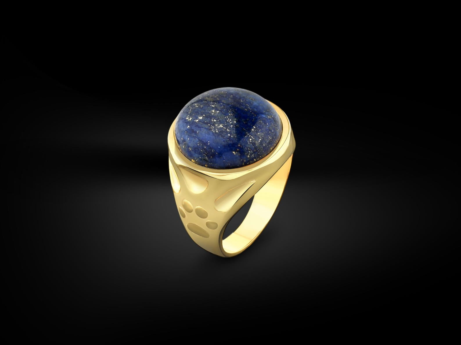 Solid gold lapis lazuli stone wolf paw men ring , Handmade celtic 18k ...