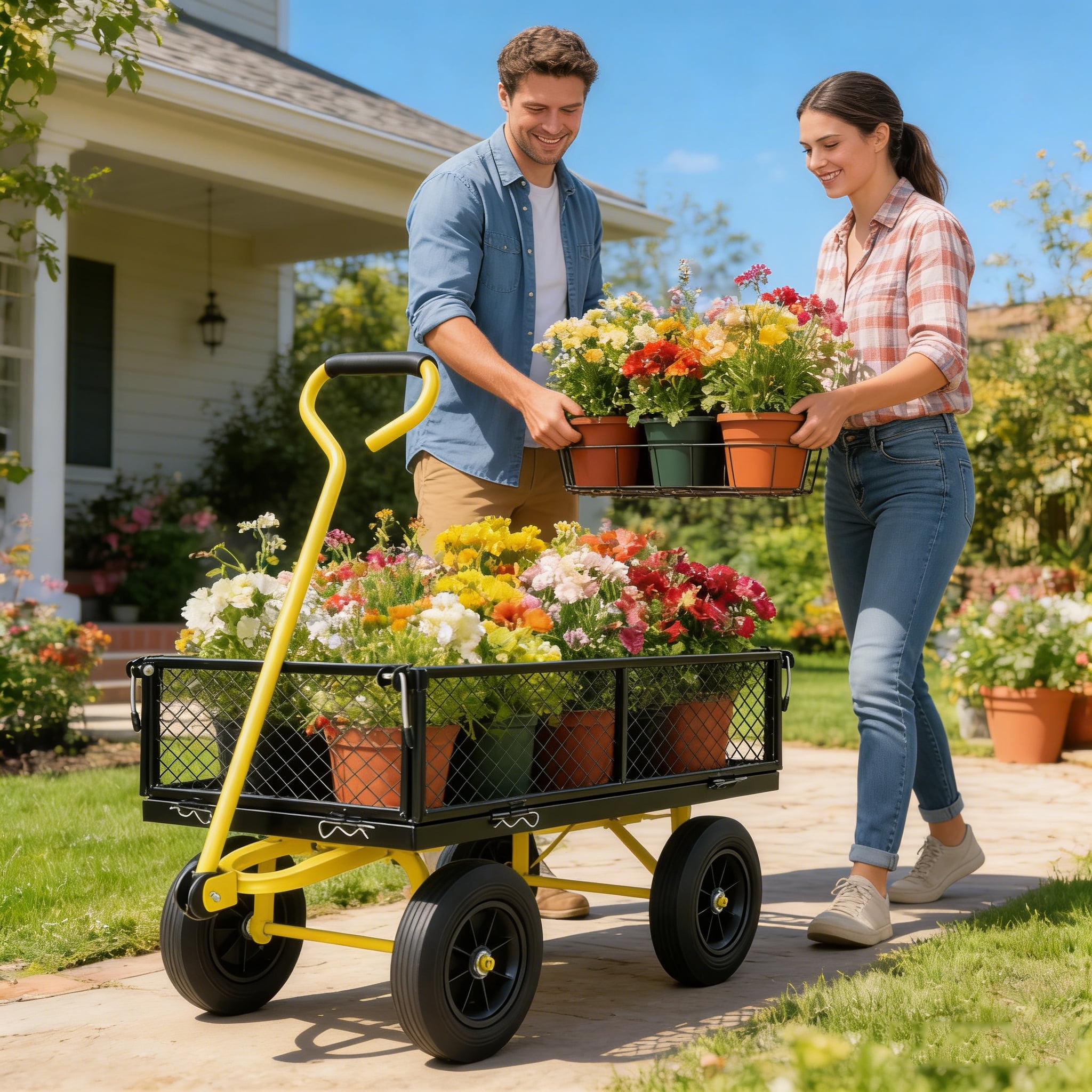 Solid wheels Tools cart Wagon Cart Garden cart trucks make it easier to ...