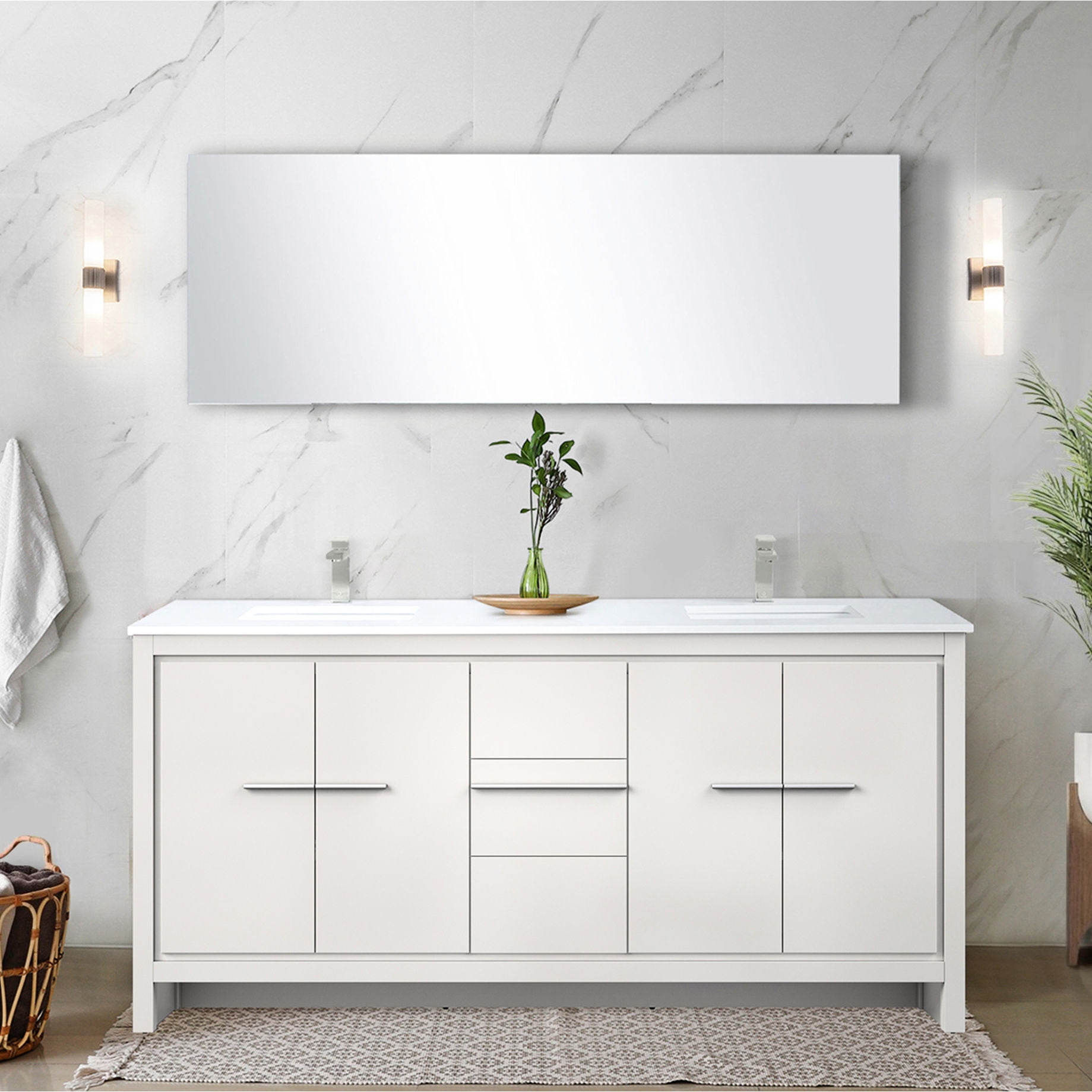 Solid wood and Comfort - 20 - inch Deep White Double Vanity with Soft ...