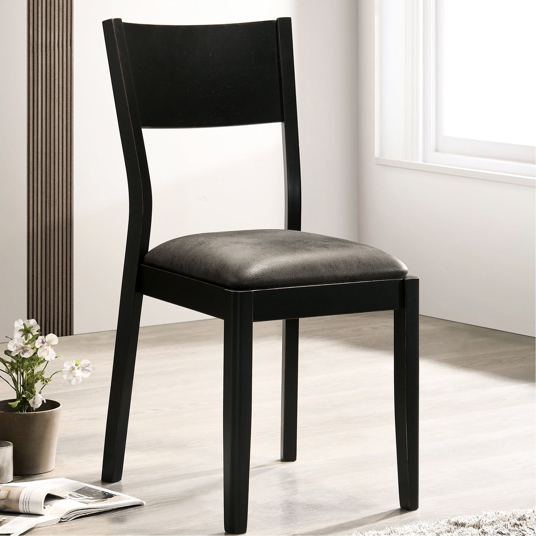 Solid wood and leatherette, angled shape - Fashionable dining chairs ...