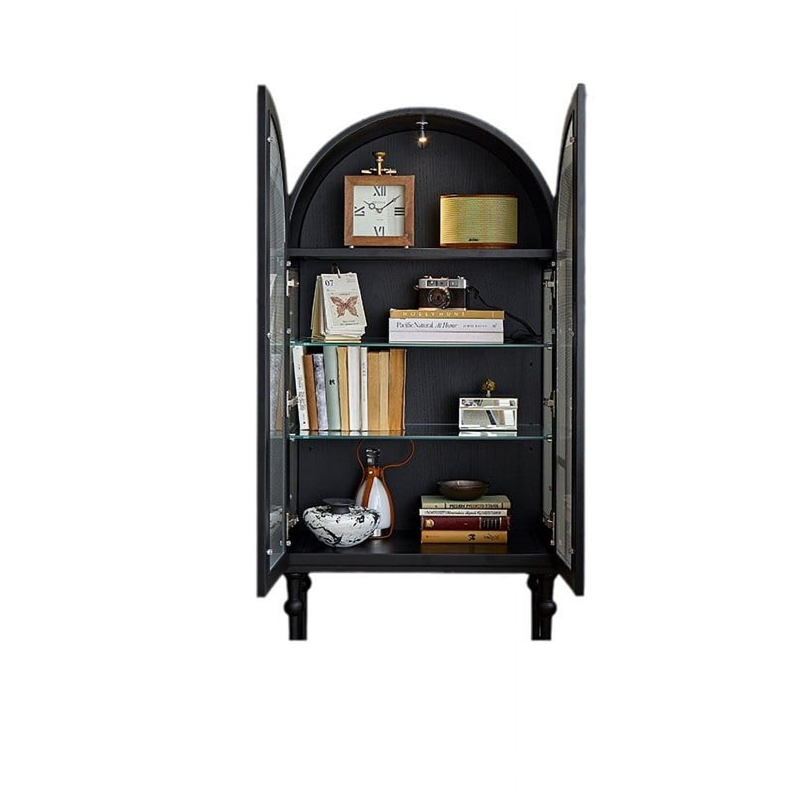 Solid wood arched storage cabinets with drawers, bucket cabinets, black ...