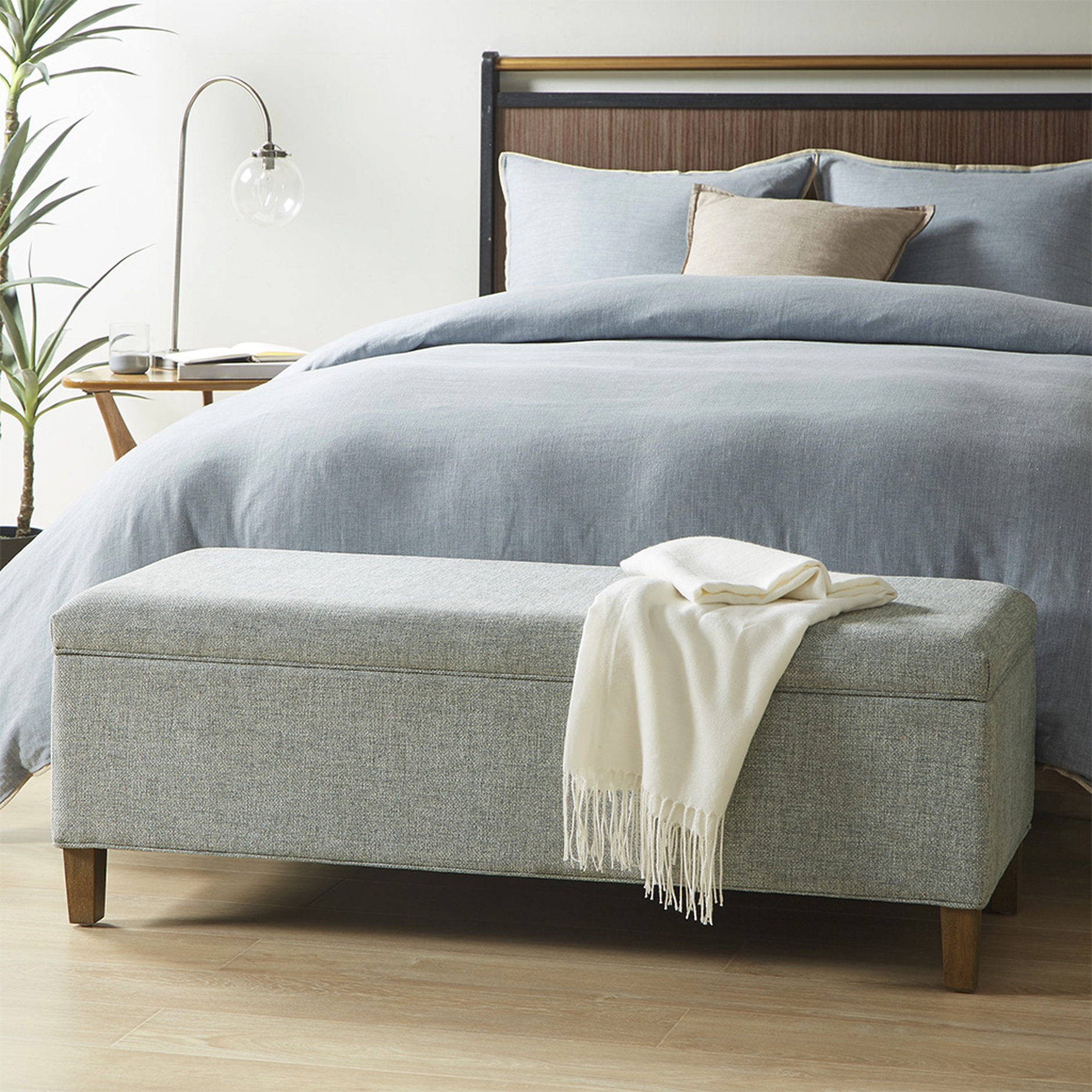 Modern storage bench with lift top and soft close lid for bedroom or ...
