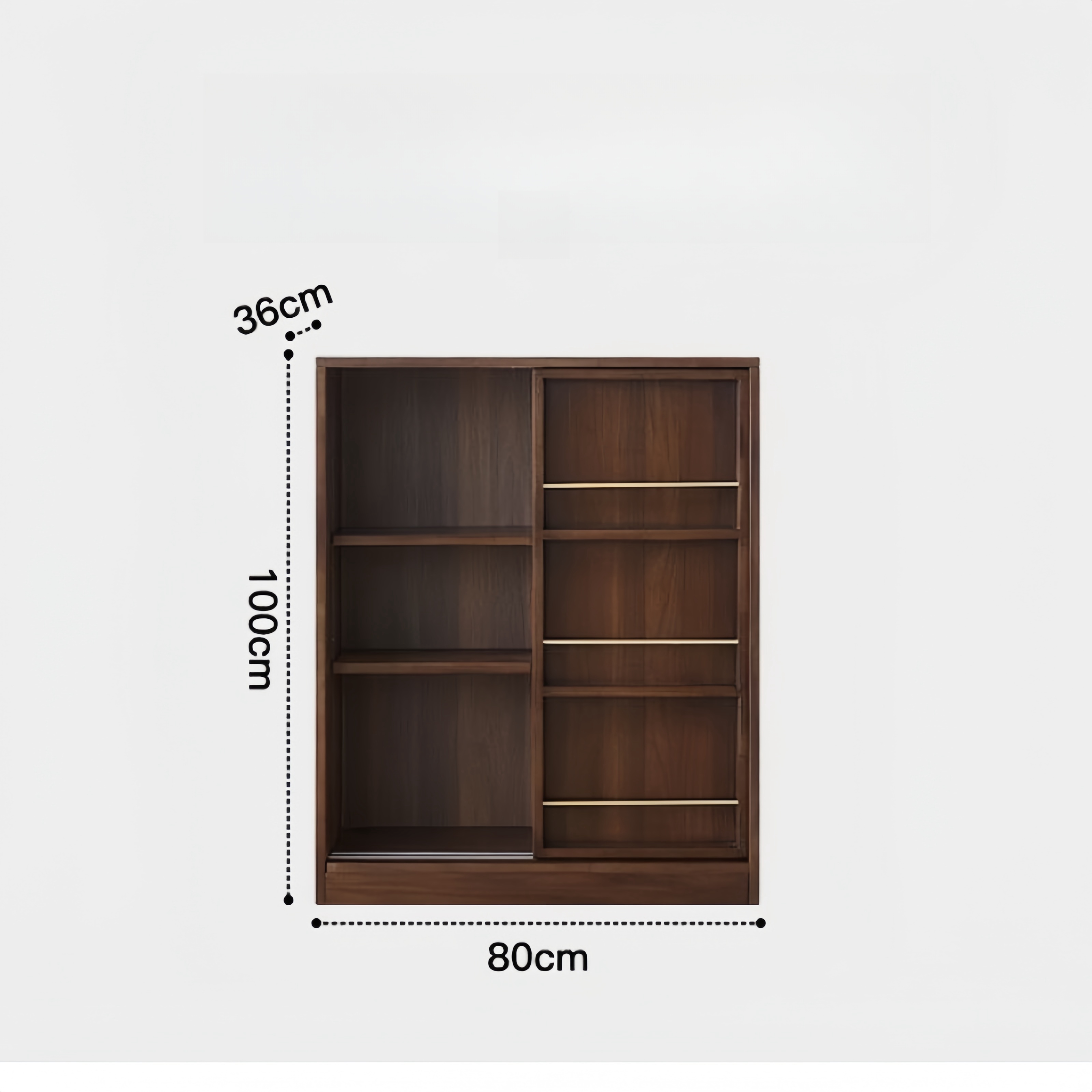 Solid wood one-piece bookcase combination living room black walnut ...