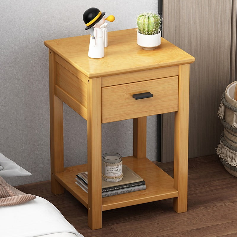 Solid wood sofa side table home bedroom nightstand living room modern ...
