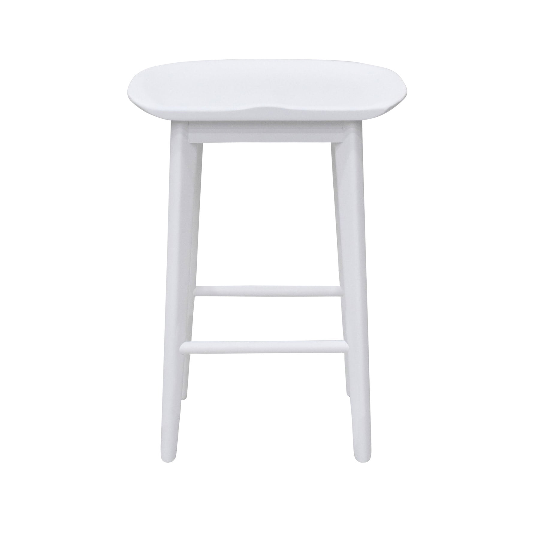 Solid wood white counter stool with round tapered legs and multiple ...