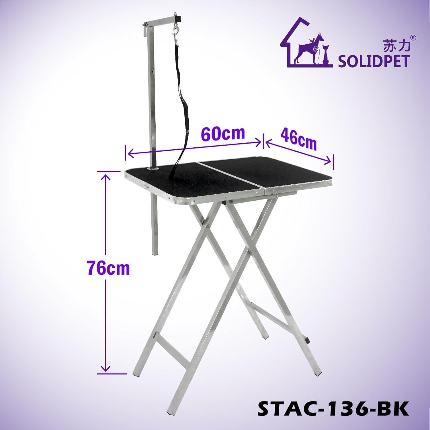 Solidpet Portable Pet Grooming Table, Black, Foldable Design, Anti-Slip ...