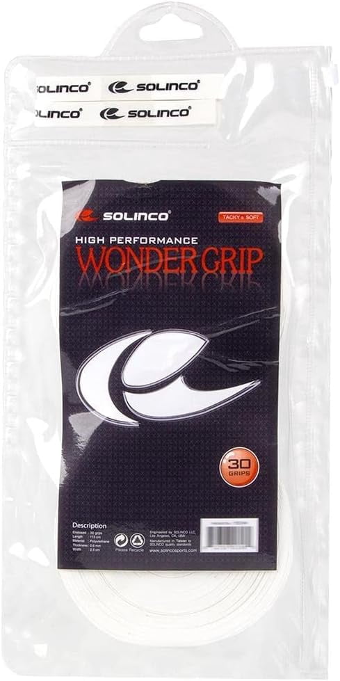 Solinco Wonder Tacky Tennis Over Grip White 30 Pack - Walmart.com