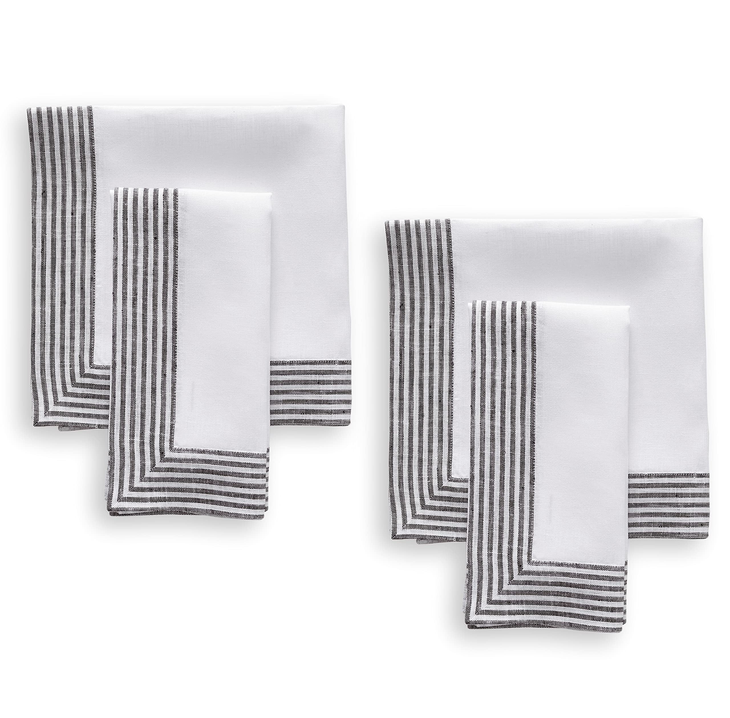 Solino Home Black Linen Napkins Set of 4 - 100% Pure Linen Cloth ...