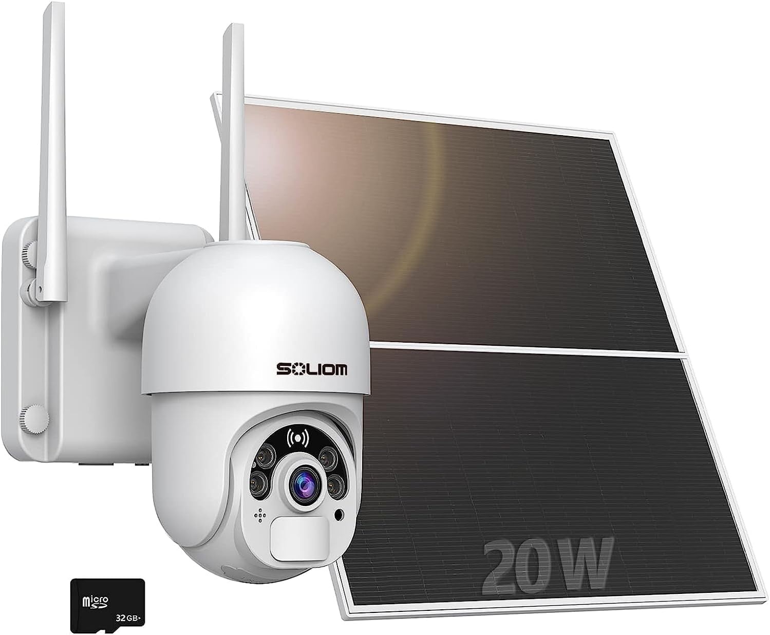Soliom Solar Security Camera, Outdoor Wifi, 24/7 Recording, 20W Solar ...