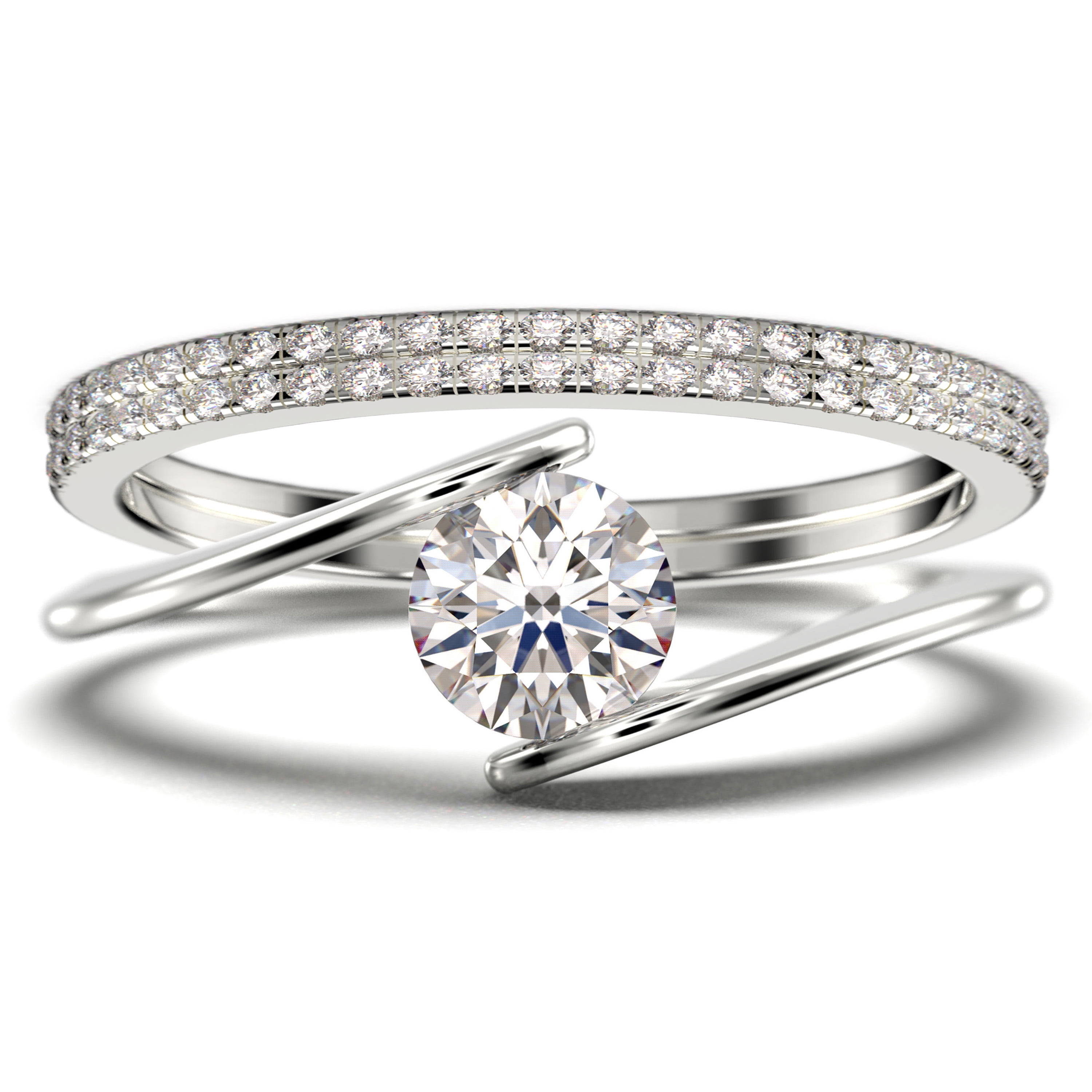 Solitaire 2 Carat Round Cut Diamond Moissanite Unique Engagement Ring ...