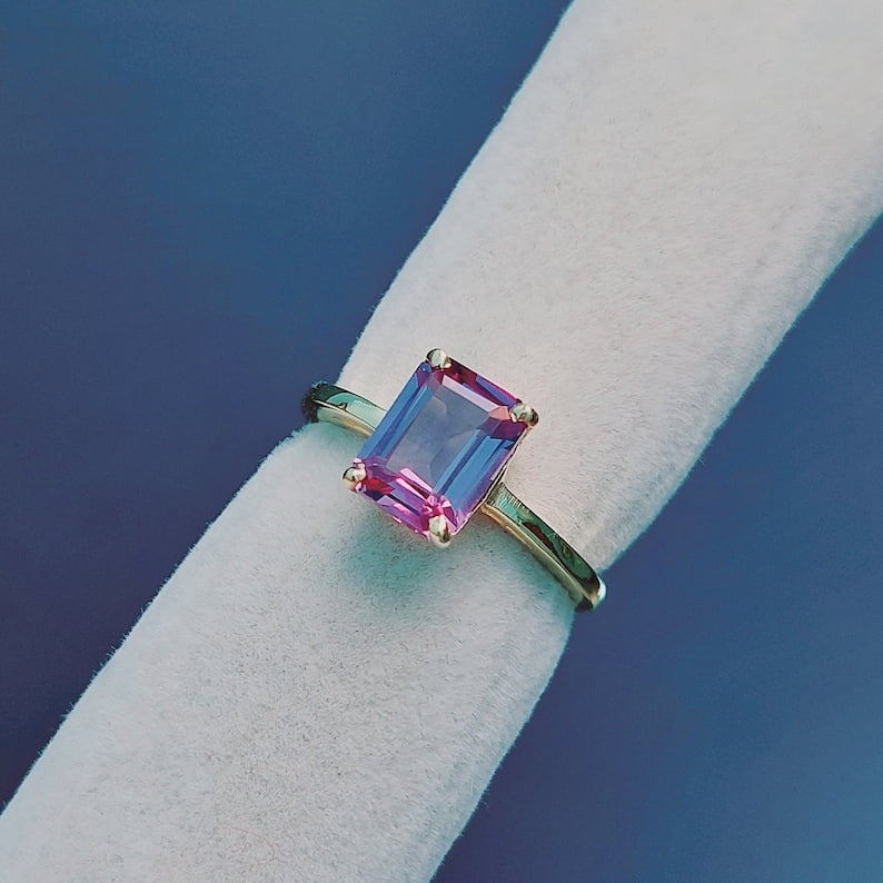 Solitaire Alexandrite Ring 925 Sterling Silver Ring Color Changing ...