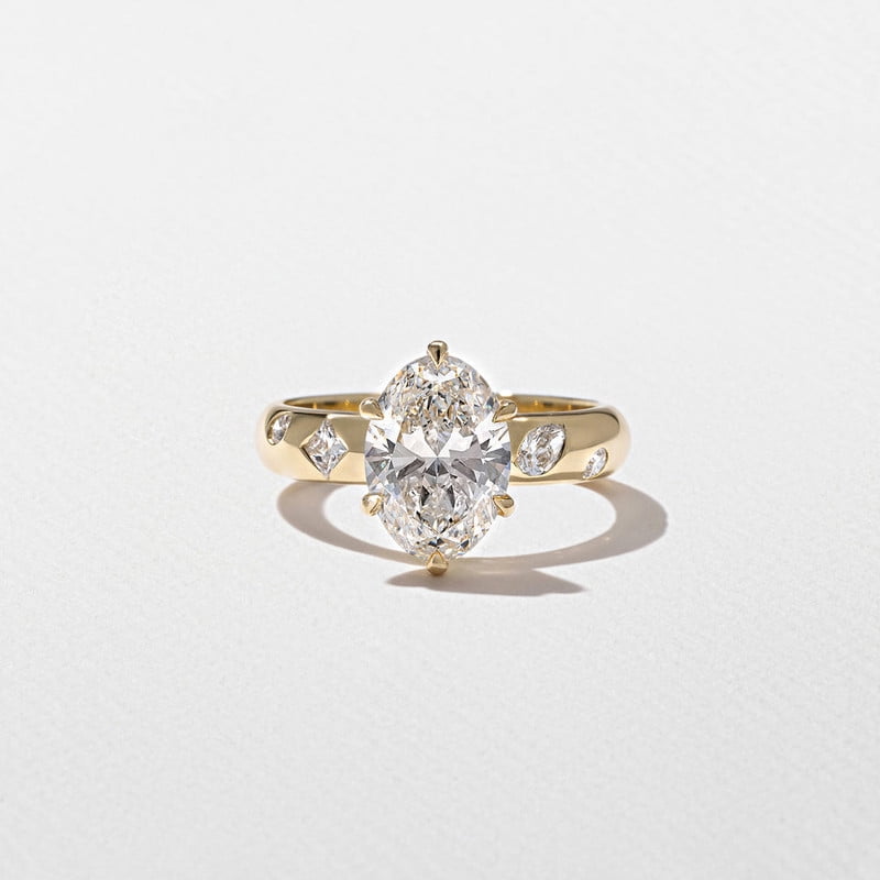 Solitaire Brilliance 3CT Oval Lab Grown Diamond Flush Set Engagement ...
