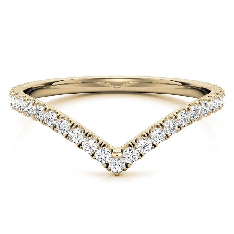 Solitaire Brilliance Round Lab Grown Diamond V-Shape Stackable Band ...