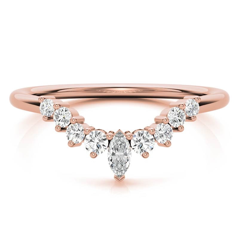 Solitaire Brilliance Round and Marquise Moissanite Stackable Curved ...