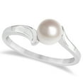Solitaire Bypass Akoya Cultured Pearl Ring 14k White Gold (5.5mm ...