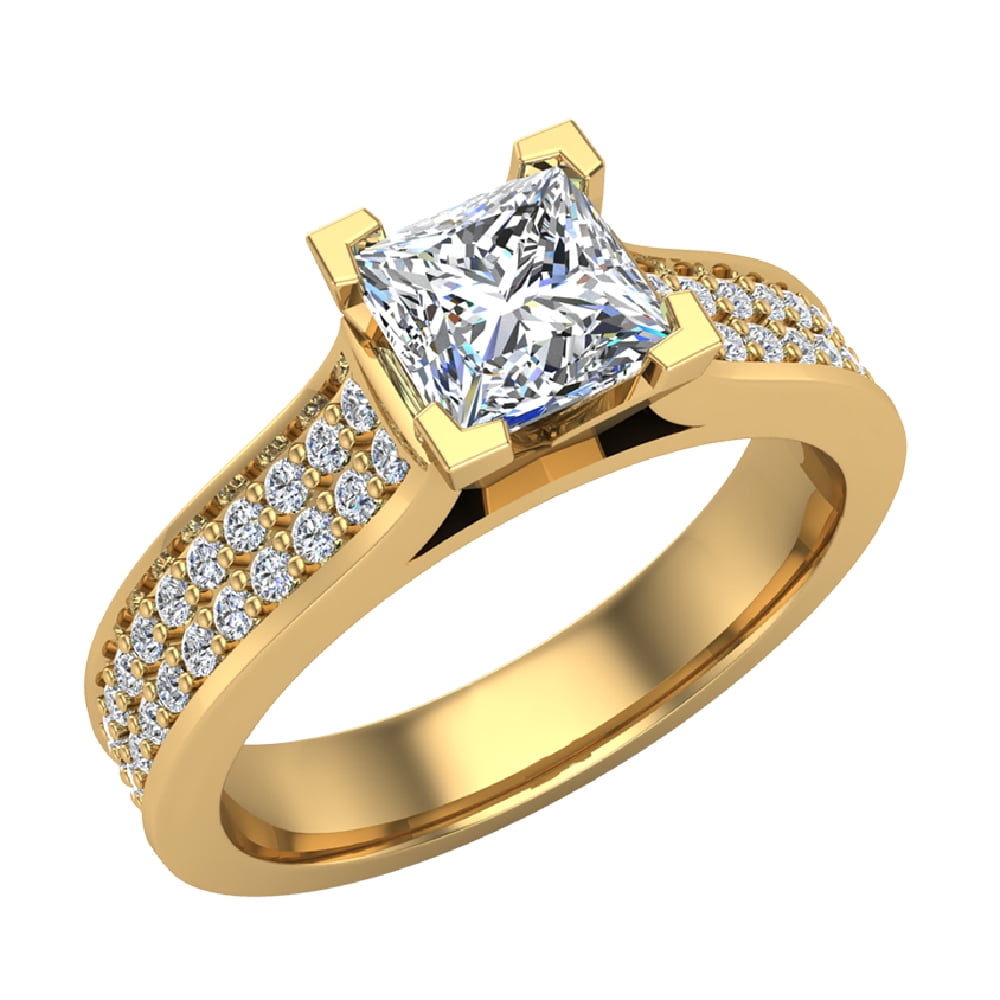 Solitaire Diamond Engagement Rings for Women Princess Cut Diamond Ring ...