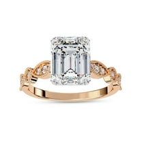 3-Stone Ring for Women, Emerald Cut Lab Created Moissanite & Green ...