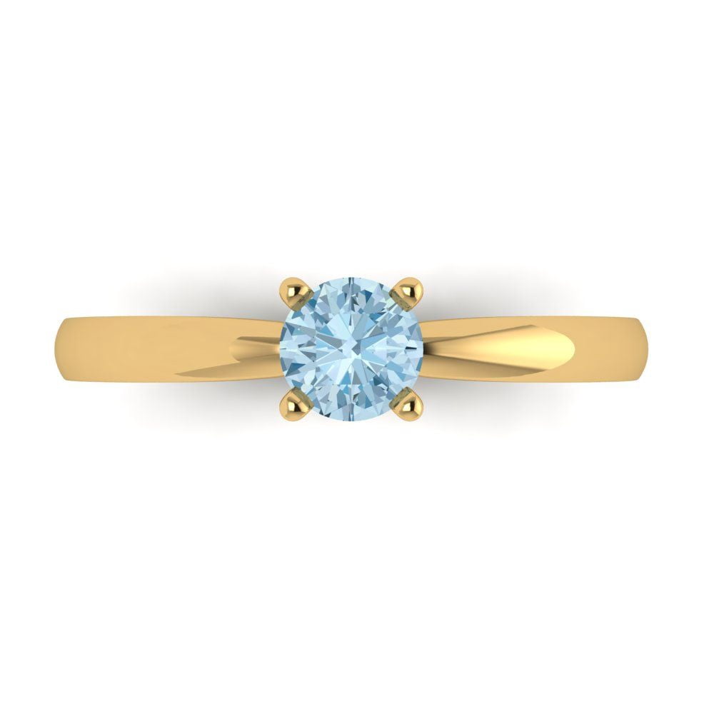 Solitaire Engagement Ring for Women - 0.5ct Natural Sky Blue Topaz in ...