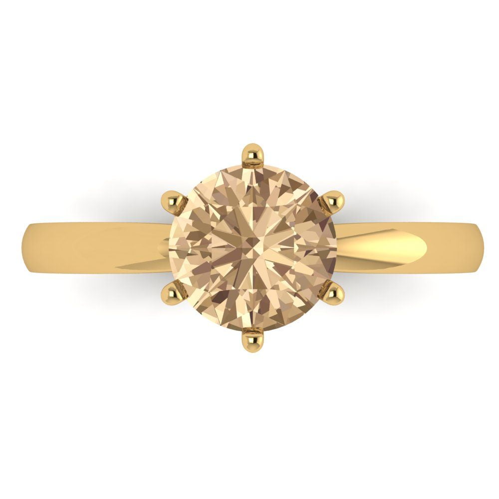 Solitaire Engagement Ring for Women - 1.5ct Yellow Moissanite in 18K ...