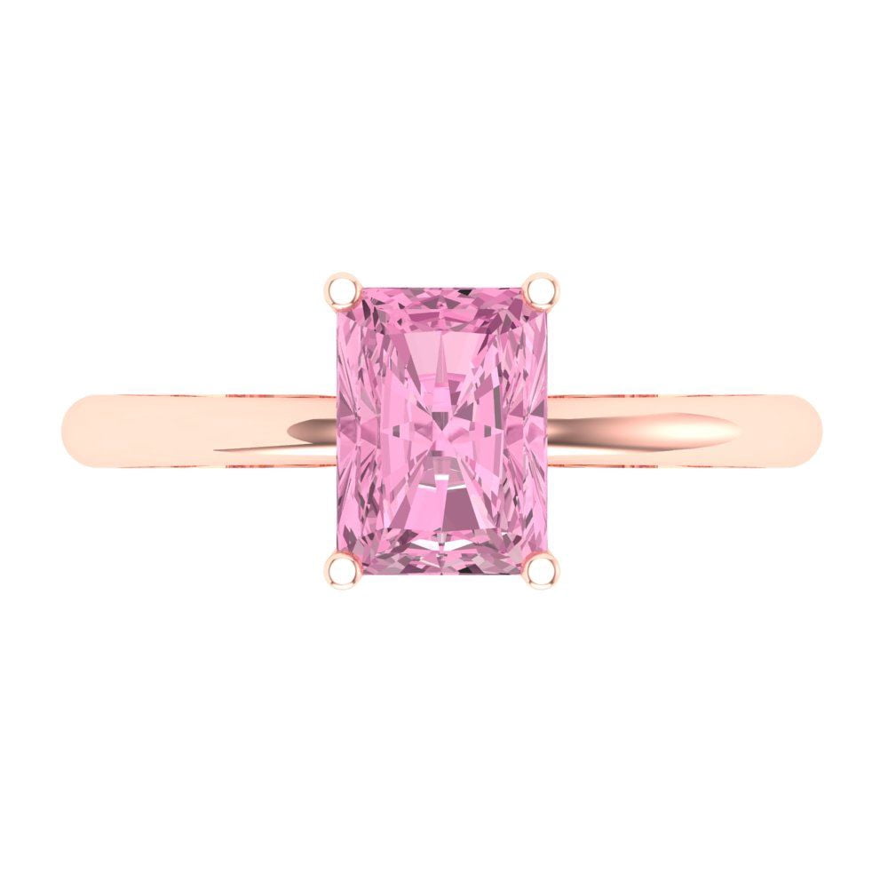 Solitaire Engagement Ring for Women - 1.75ct Simulated Pink Diamond in ...