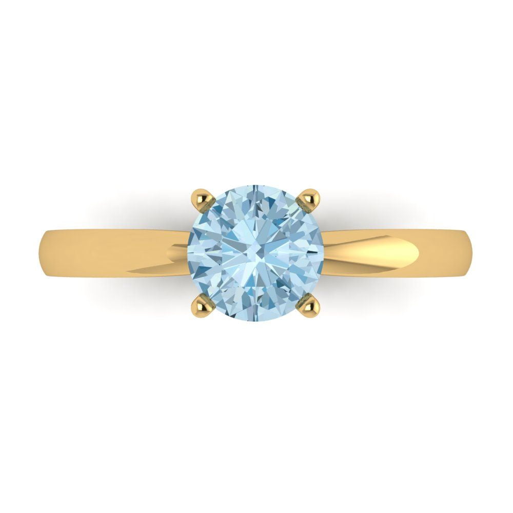 Solitaire Engagement Ring for Women - 1ct Natural Sky Blue Topaz in 18K ...