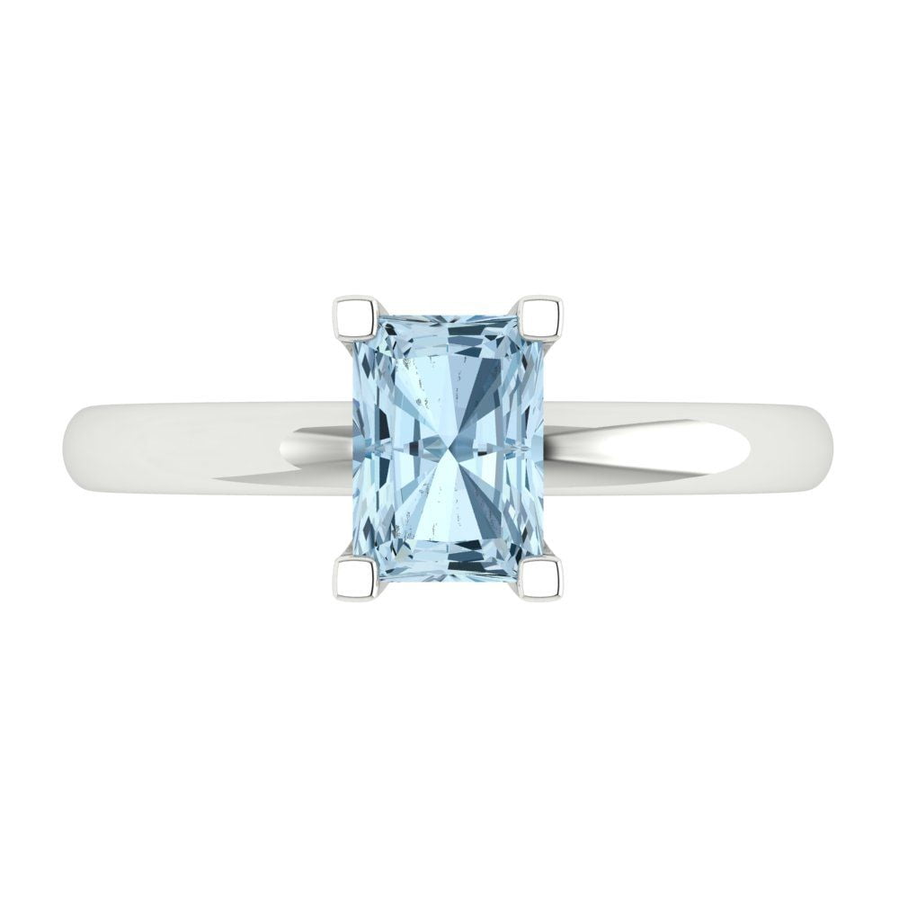 Solitaire Engagement Ring for Women - 1ct Simulated Blue Diamond in 14K ...