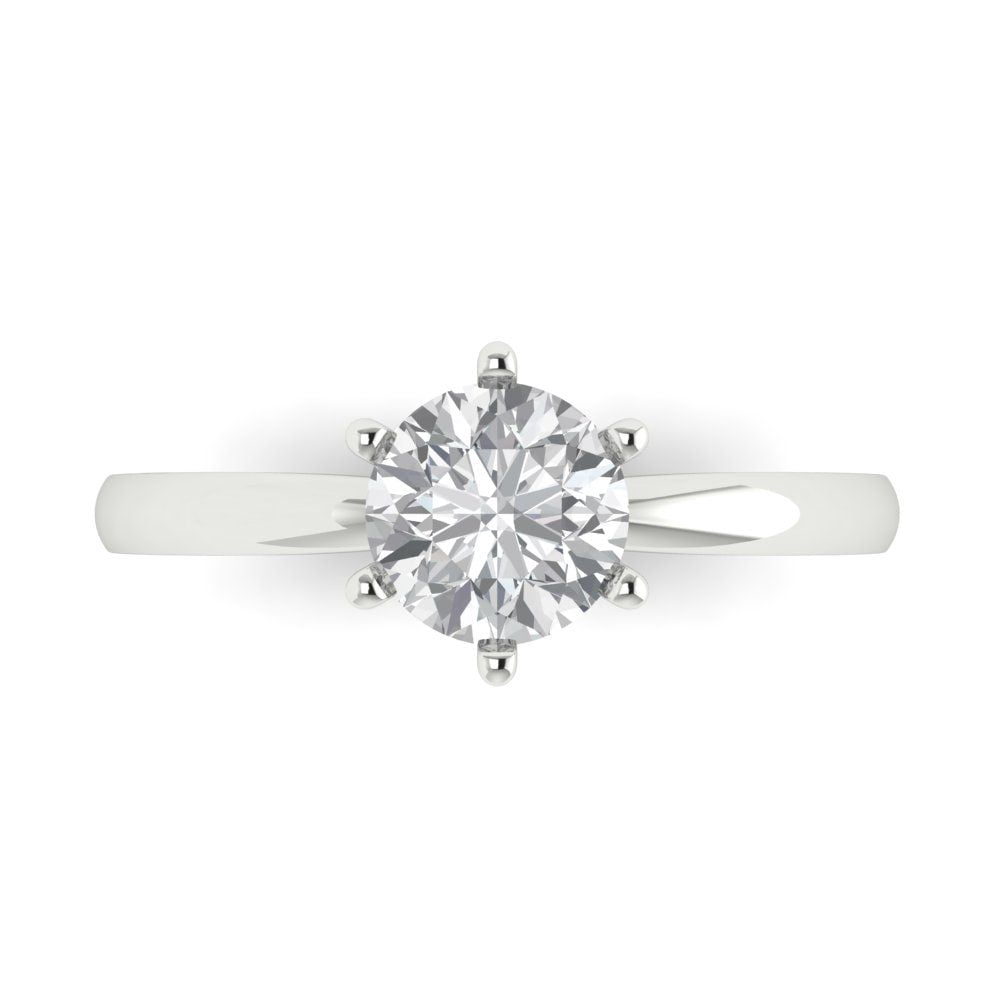 Solitaire Engagement Ring for Women - 1ct Simulated Diamond in 14K ...