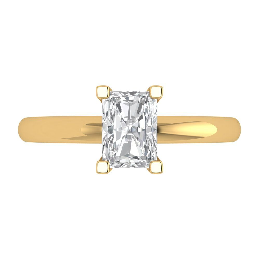Solitaire Engagement Ring for Women - 1ct Simulated Diamond in 14K ...