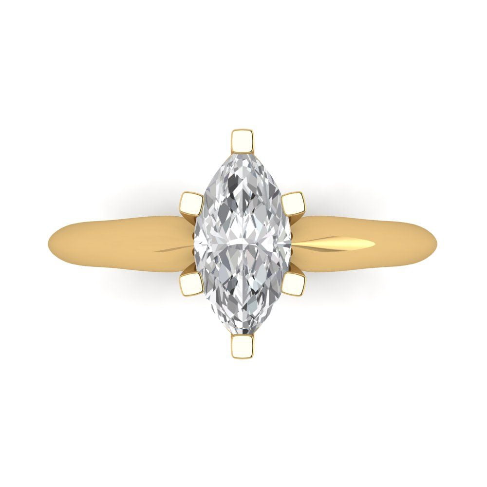 Solitaire Engagement Ring for Women - 1ct Simulated Diamond in 14K ...