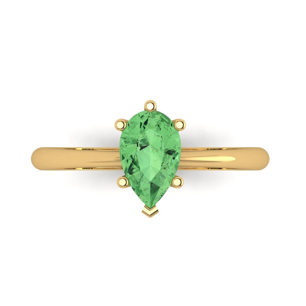 Solitaire Engagement Ring for Women - 1ct Simulated Green Diamond in ...