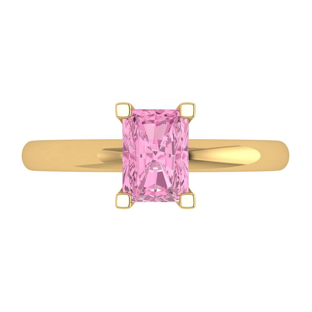 Solitaire Engagement Ring for Women - 1ct Simulated Pink Diamond in 14K ...