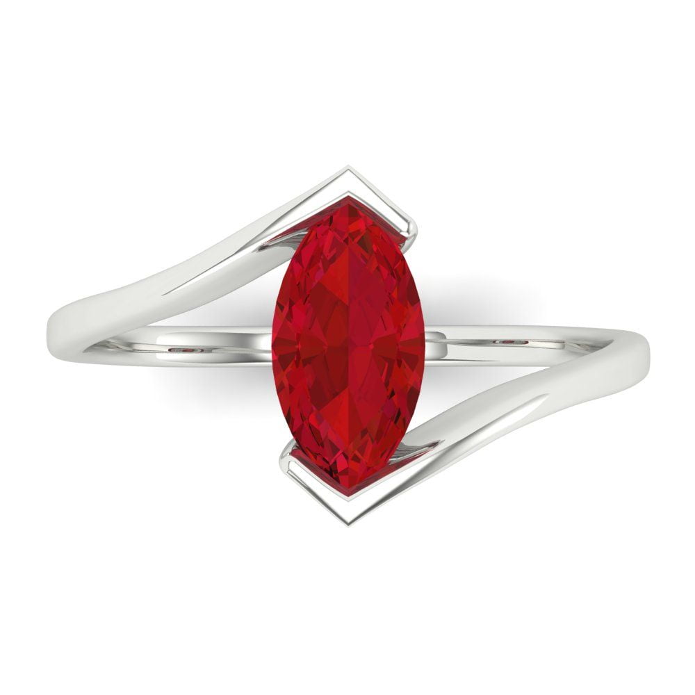 Solitaire Engagement Ring for Women - 1ct Simulated Ruby in 18K White ...