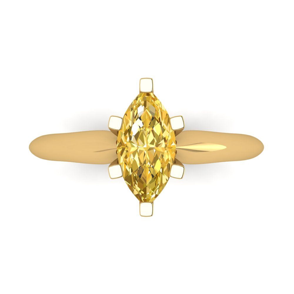 Solitaire Engagement Ring for Women - 1ct Simulated Yellow Diamond in ...