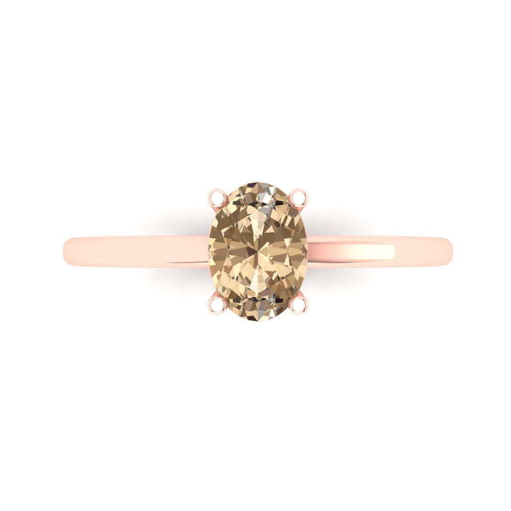 Solitaire Engagement Ring for Women - 1ct Yellow Moissanite in 14K Rose ...
