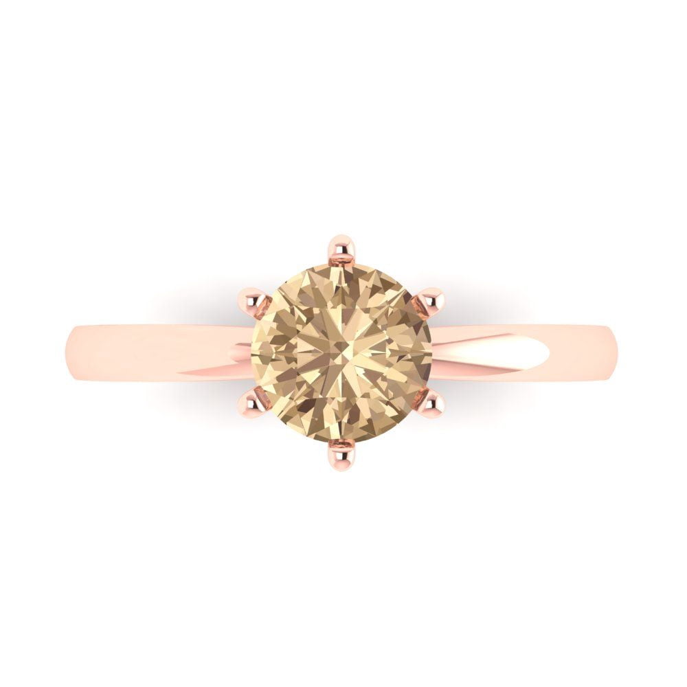 Solitaire Engagement Ring for Women - 1ct Yellow Moissanite in 18K Rose ...
