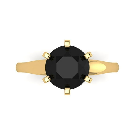 Solitaire Engagement Ring for Women - 2.5ct Natural Onyx in 14K Yellow ...