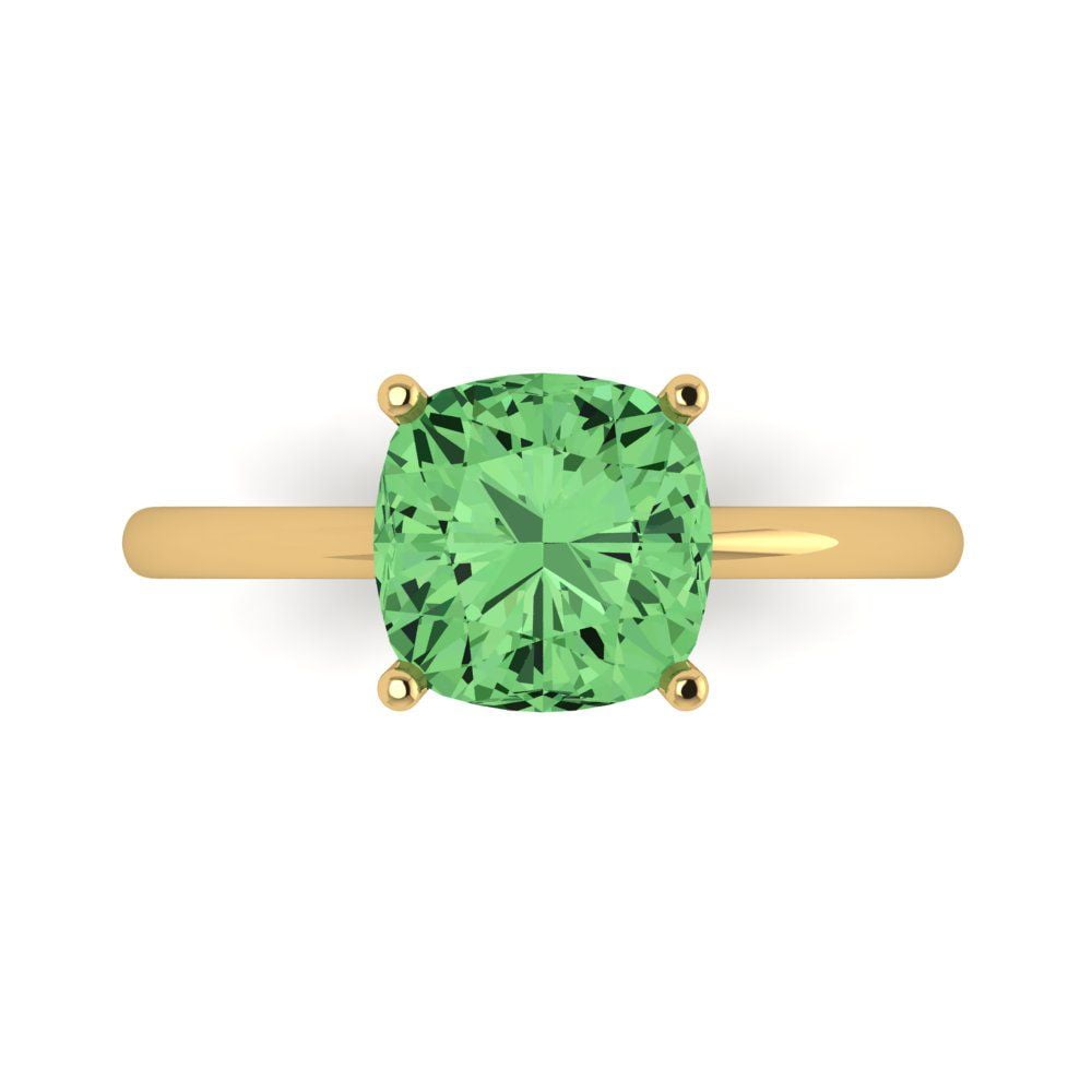 Solitaire Engagement Ring for Women - 2.5ct Simulated Green Diamond in ...