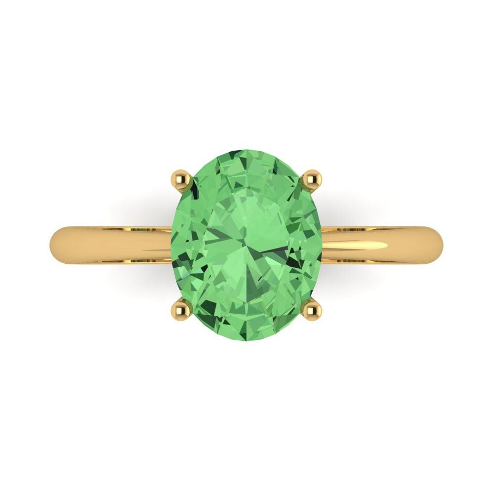 Solitaire Engagement Ring for Women - 2.5ct Simulated Green Diamond in ...