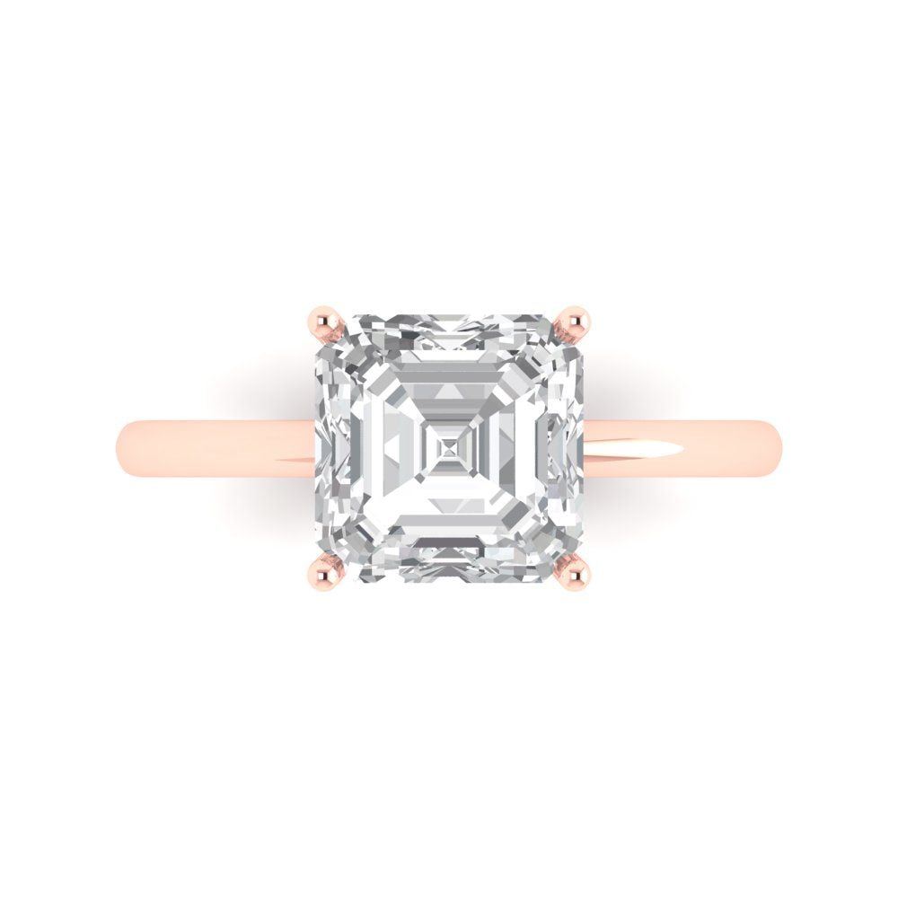 Solitaire Engagement Ring for Women - 2.5ct White Sapphire in 18K Rose ...